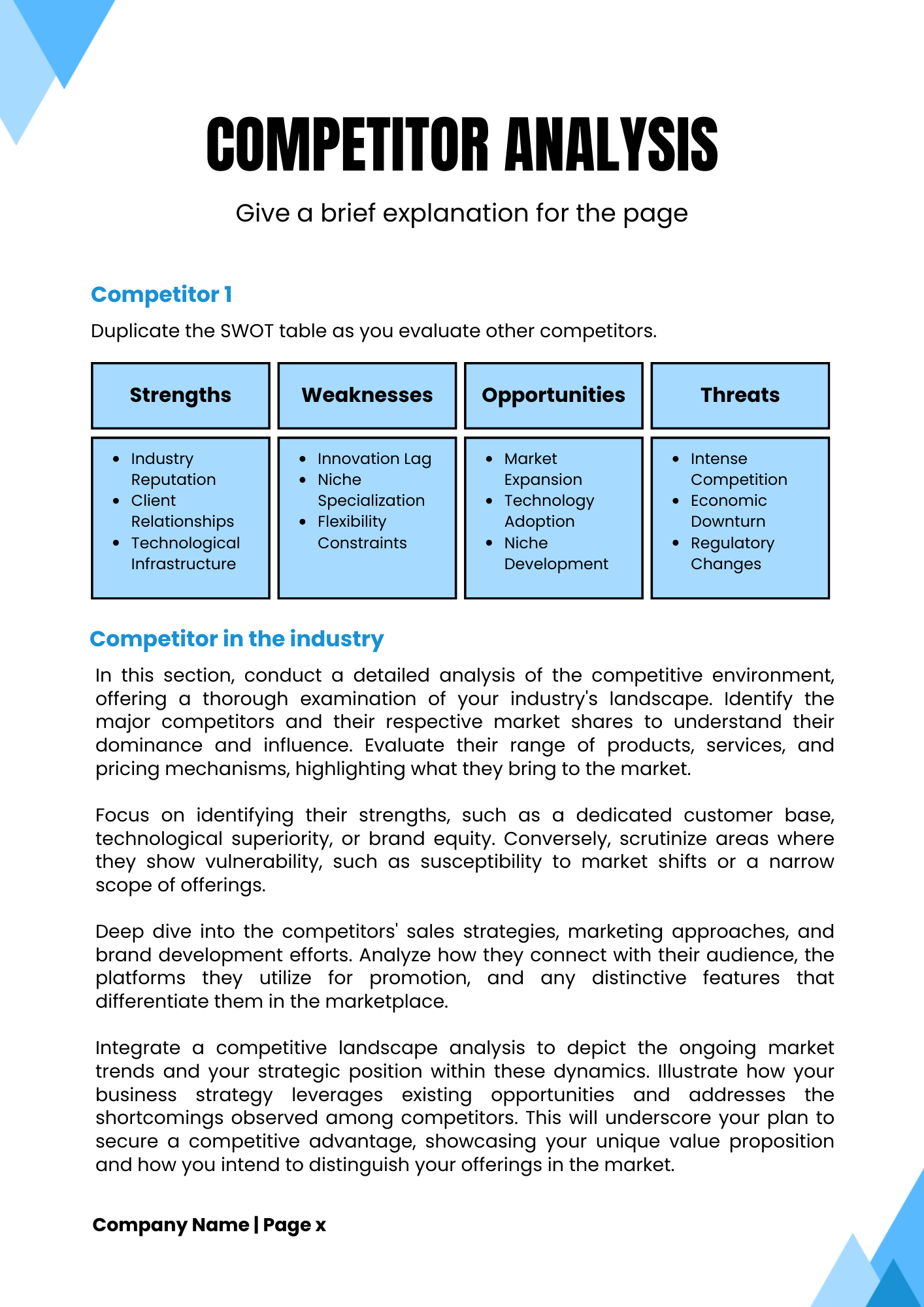 Free Business Plan Template - Oak Business Consultant