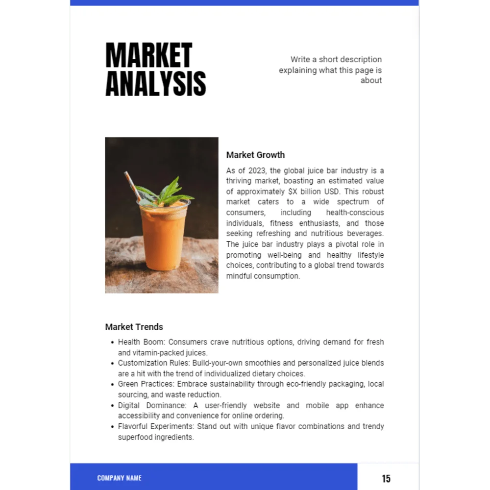 Juice Bar Business Plan - Oak Business Consultant