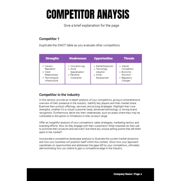 Nutrition Service Business Plan Template - Oak Business Consultant