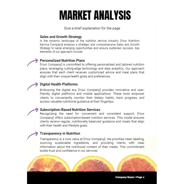Nutrition Service Business Plan Template - Oak Business Consultant