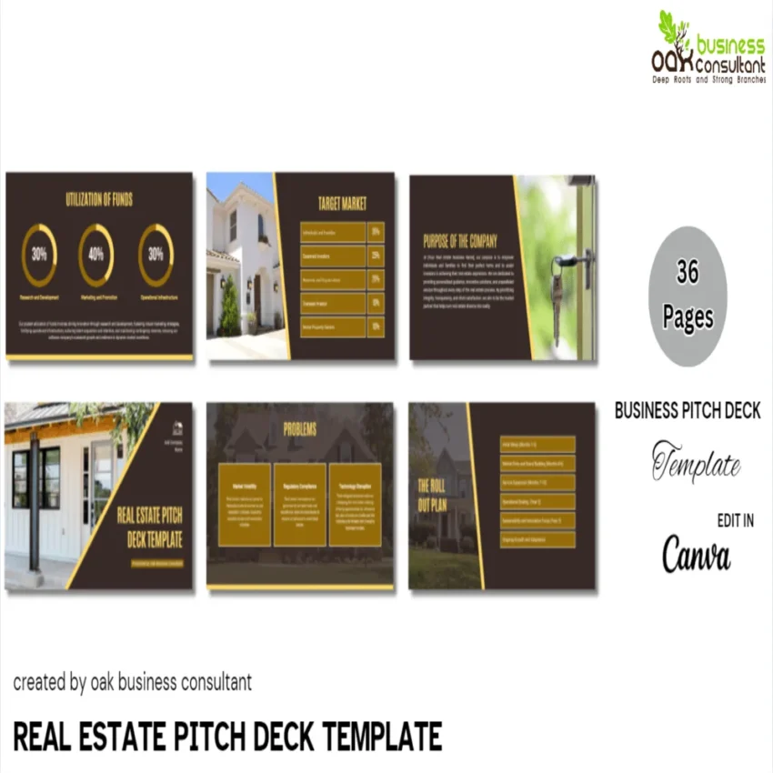 Real Estate Pitch Deck Template - Oak Business Consultant