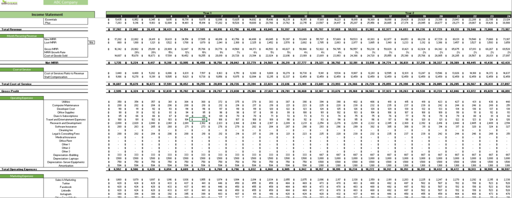 Accounting Software Excel Financial Model - Oak Business Consultant