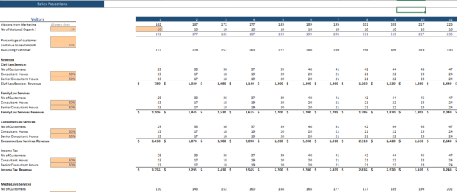 Legal Service Excel Financial Model - Oak Business Consultant