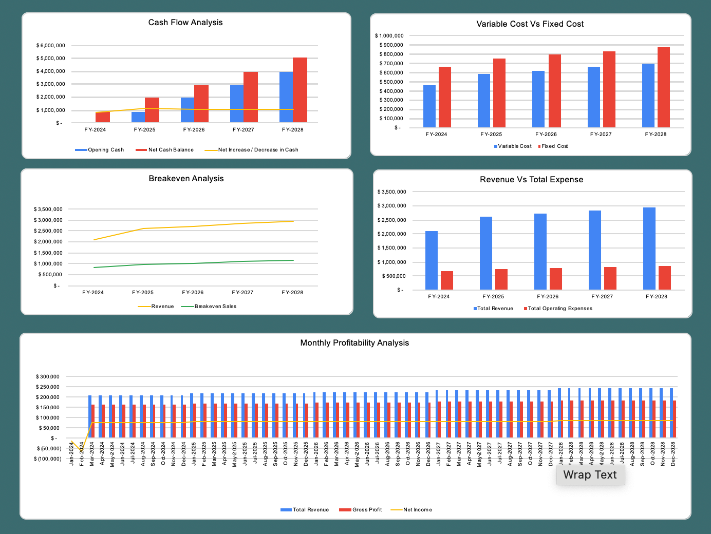 Architecture Excel Financial Model - Oak Business Consultant