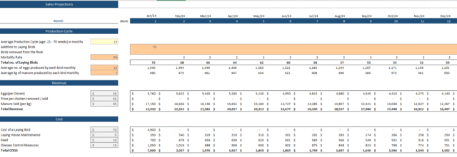 Chicken-Egg Farming Excel Financial Model Template