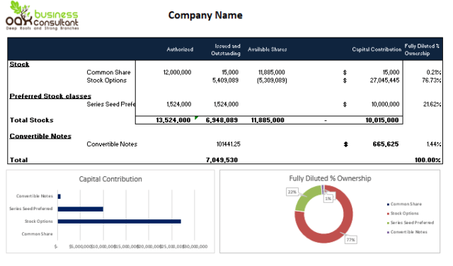 Proforma Cap Table Excel Template - Oak Business Consultant