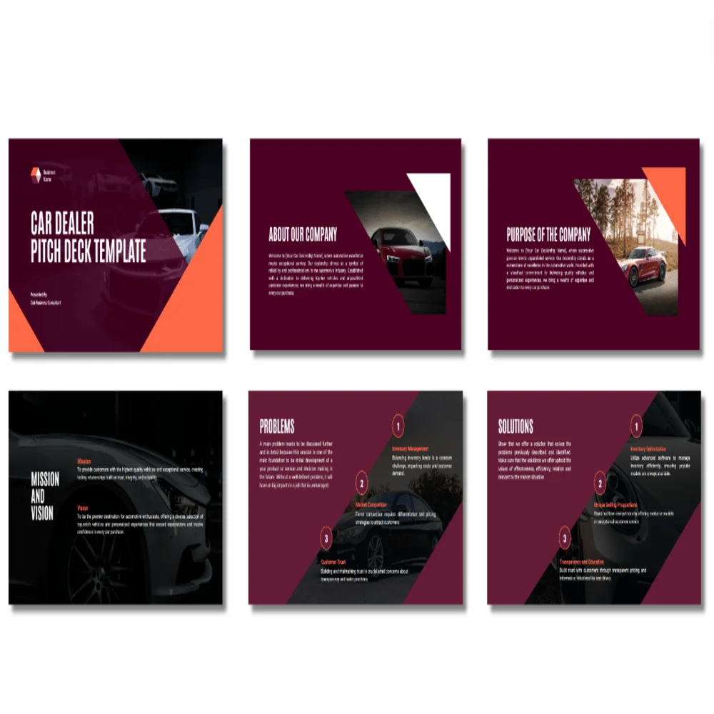 Car Dealer Pitch Deck - Oak Business Consultant