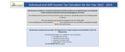 Personal Income Tax Calculator Excel Template - Oak Business Consultant