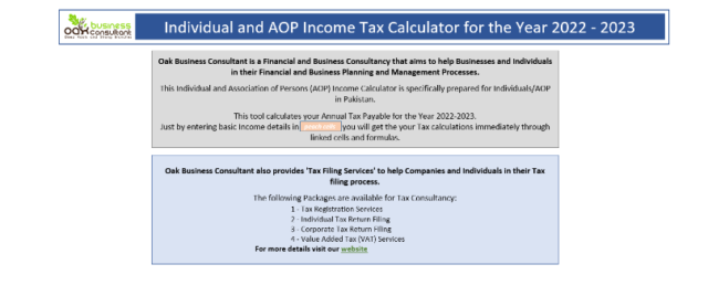 Personal Income Tax Calculator Excel Template - Oak Business Consultant