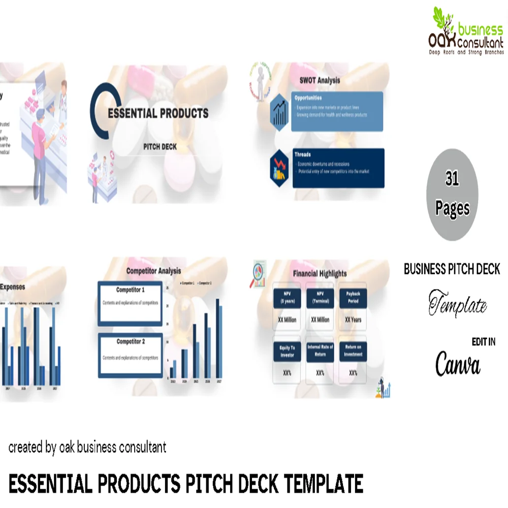 Essential Products Pitch Deck - Oak Business Consultant