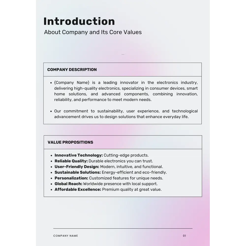 Electronics Business Plan Template - Oak Business Consultant