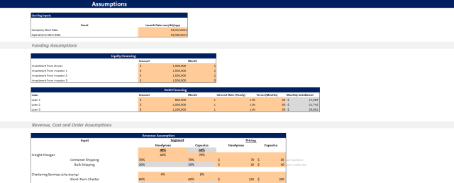 Vessel Voyage Excel Financial Model Projection Template