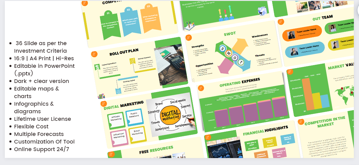 Tennis Club Pitch Deck Template - Oak Business Consultant