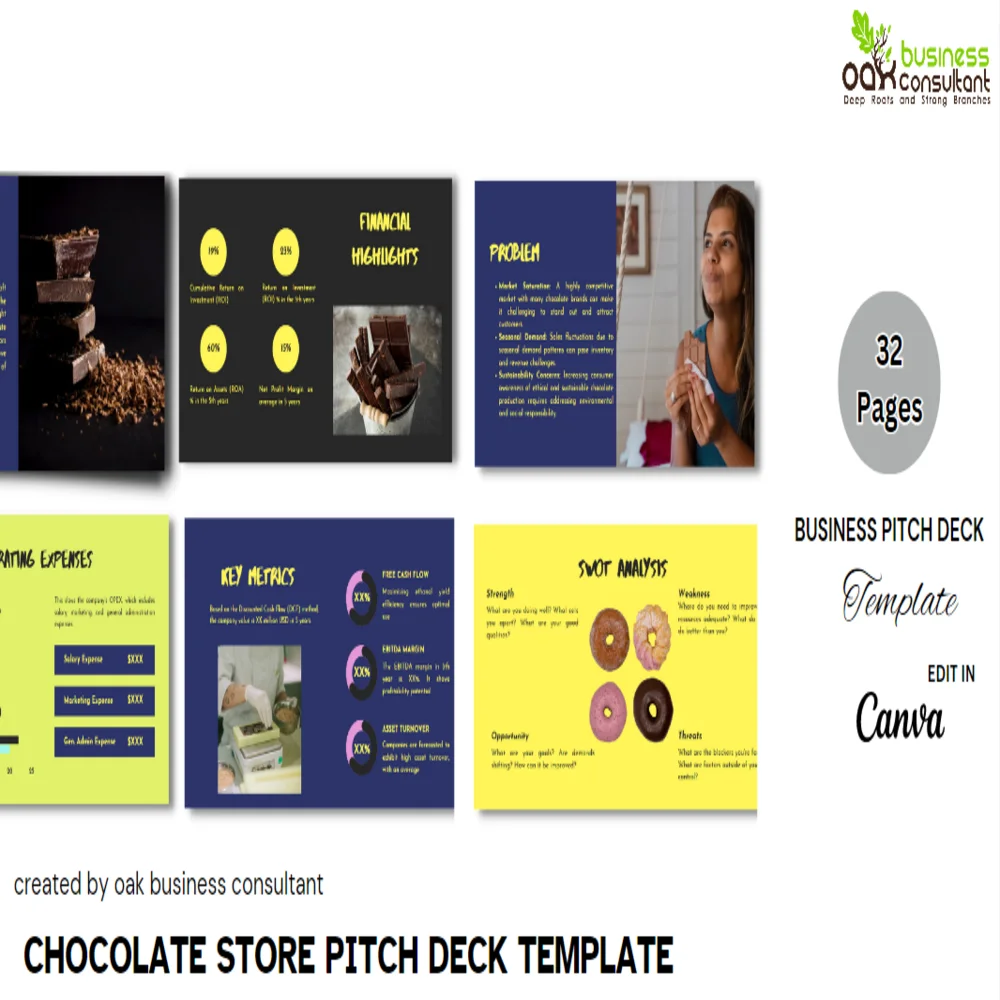 Chocolate Store Pitch Deck Template - Oak Business Consultant