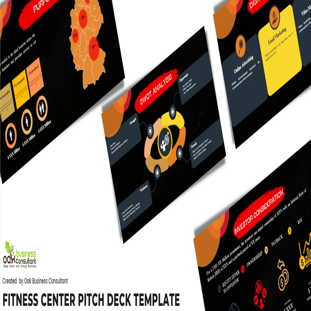 Fitness Center Pitch Deck Template - Oak Business Consultant