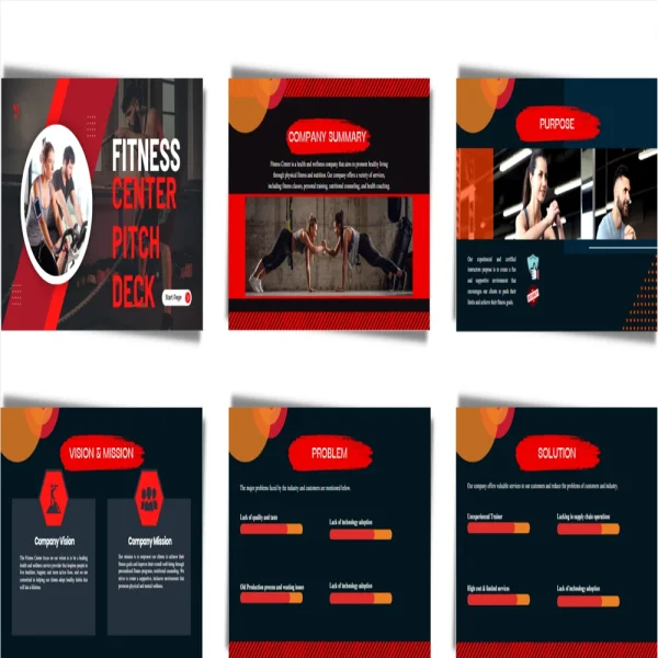 Fitness Center Pitch Deck Template - Oak Business Consultant