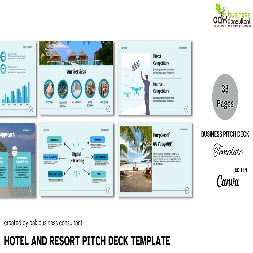 Hotel and Resort Pitch Deck Template - Oak Business Consultant