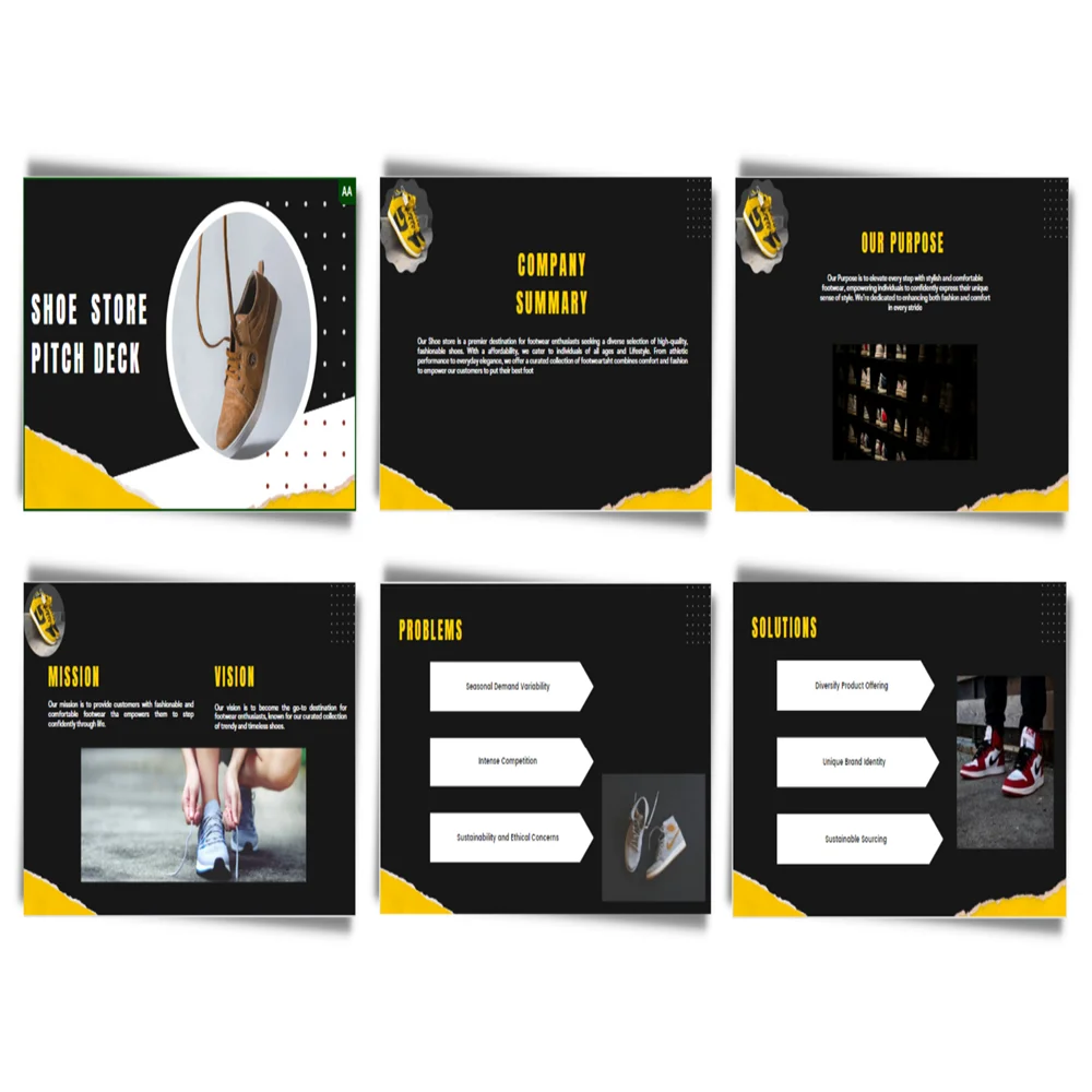 Shoe Store Pitch Deck Template - Oak Business Consultant