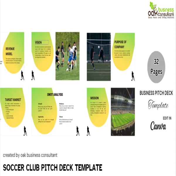 Soccer Club Pitch Deck Template - Oak Business Consultant