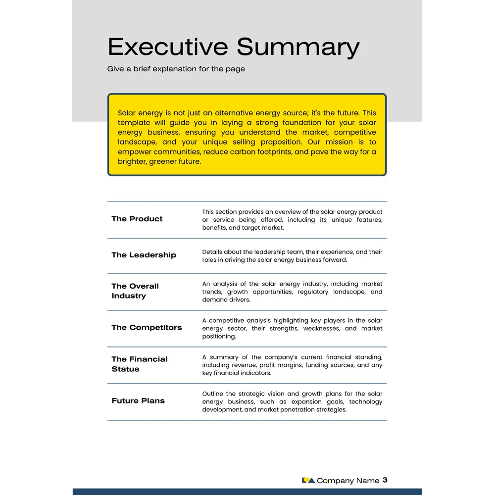 Solar Energy Business Plan Template - Oak Business Consultant