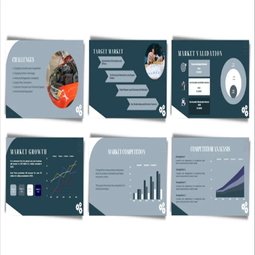 Auto Parts Store Pitch Deck Template - Oak Business Consultant
