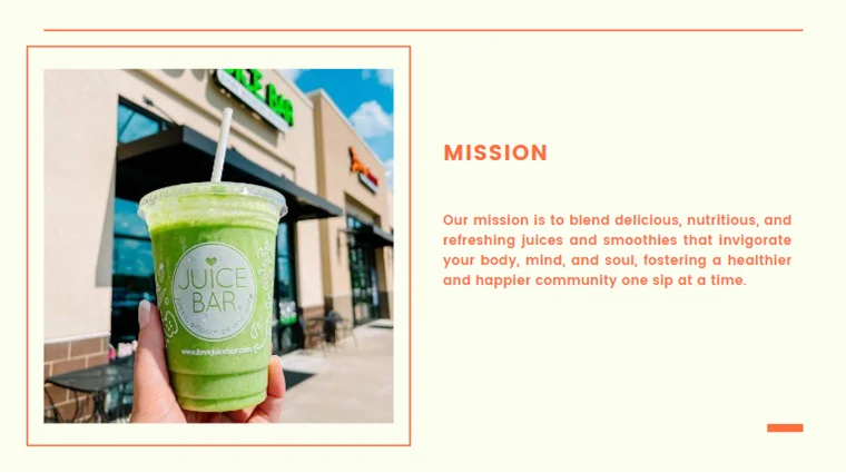 Juice Bar Pitch Deck Template - Oak Business Consultant