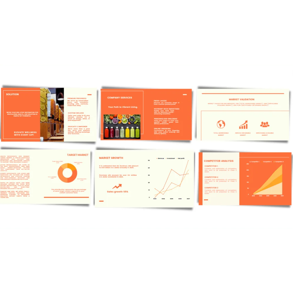 Juice Bar Pitch Deck Template - Oak Business Consultant