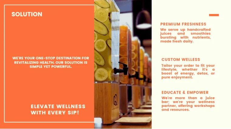Juice Bar Pitch Deck Template - Oak Business Consultant