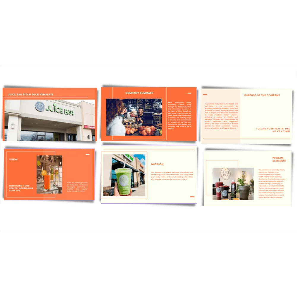 Juice Bar Pitch Deck Template - Oak Business Consultant