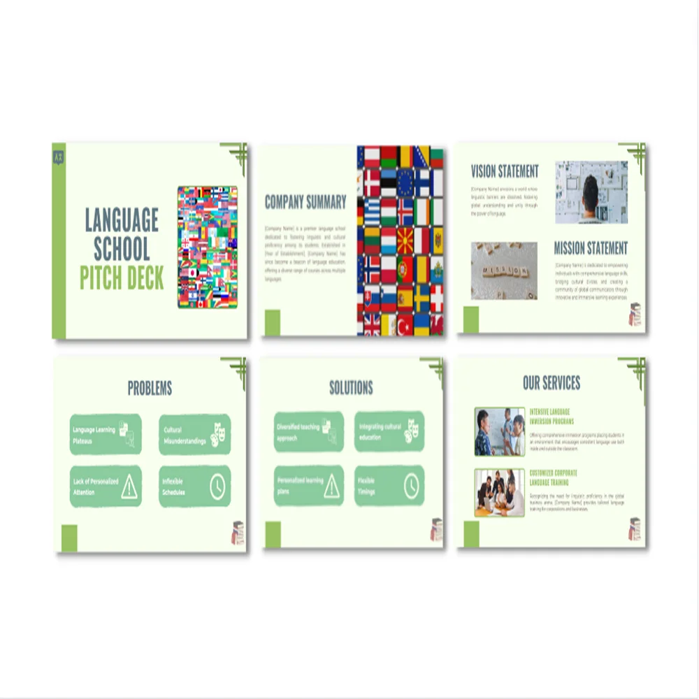 Language School Pitch Deck Template - Oak Business Consultant