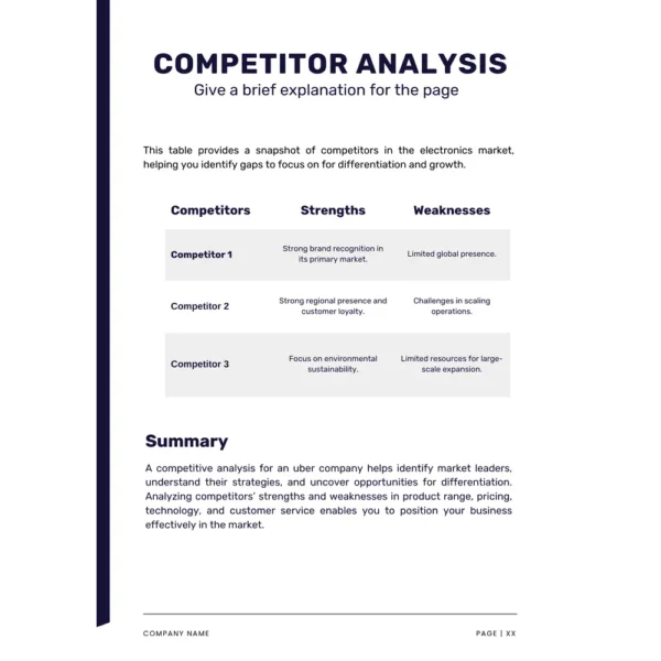 Uber Business Plan Template - Oak Business Consultant
