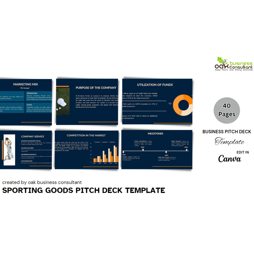 Sporting Goods Pitch Deck Template - Oak Business Consultant