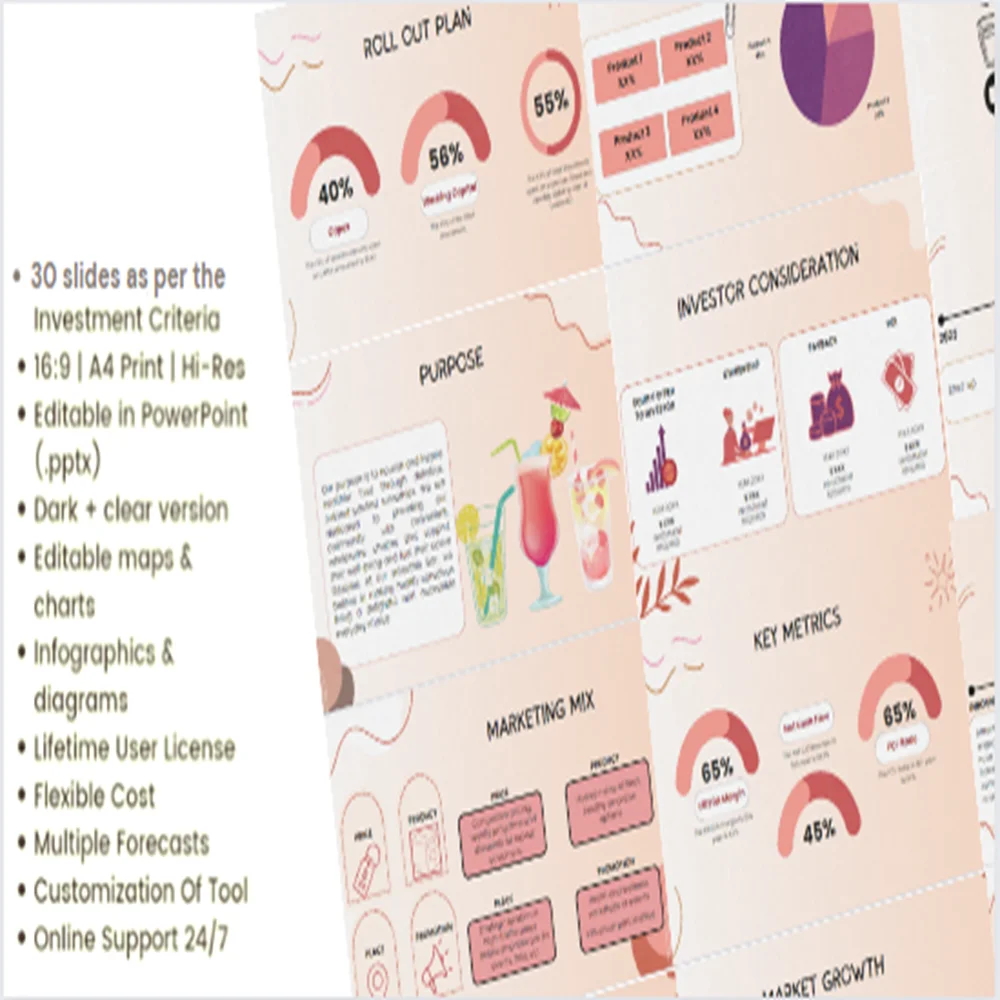 Smoothie Bar Pitch Deck Template - Oak Business Consultant