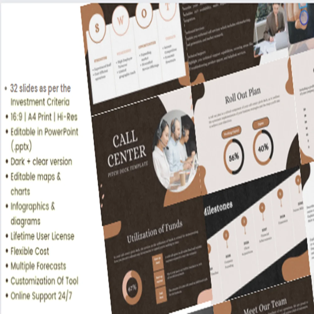 Call Center Pitch Deck Template - Oak Business Consultant