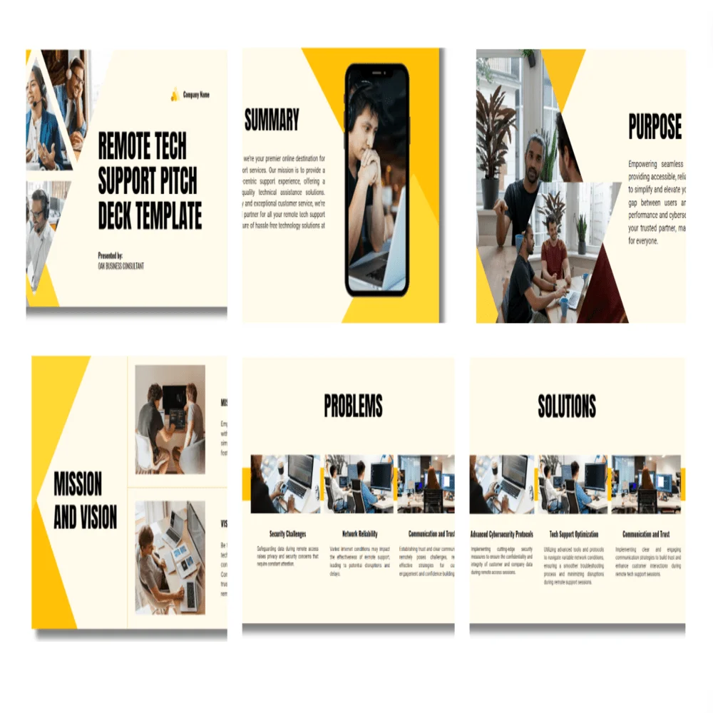 Remote Tech Support Pitch Deck Template - Oak Business Consultant