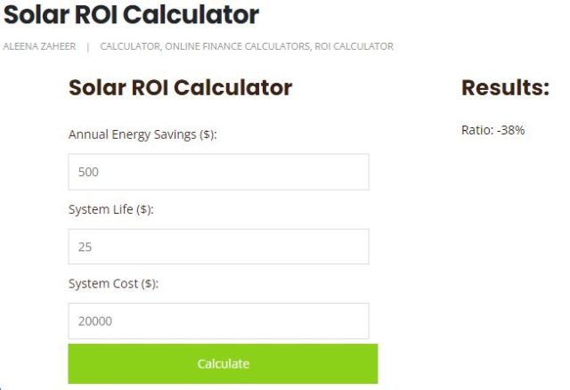 Solar ROI Calculator - Oak Business Consultant