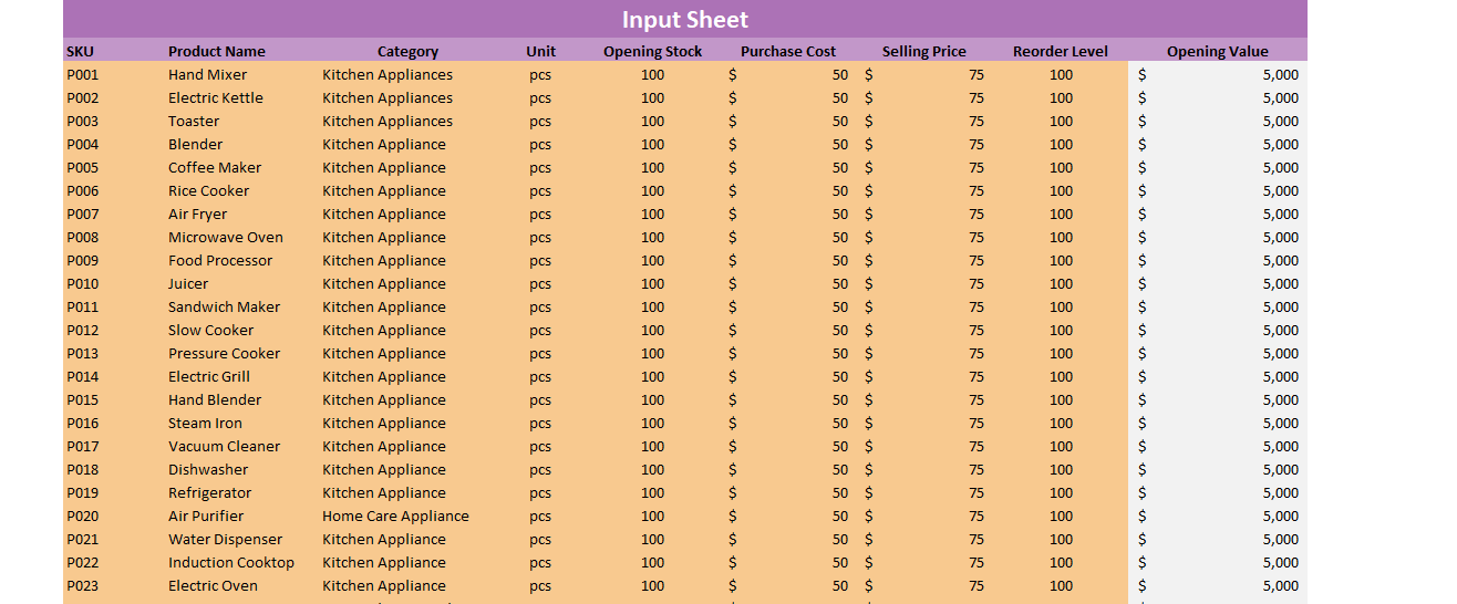 Inventory and COGS Excel Spreadsheet - Oak Business Consultant